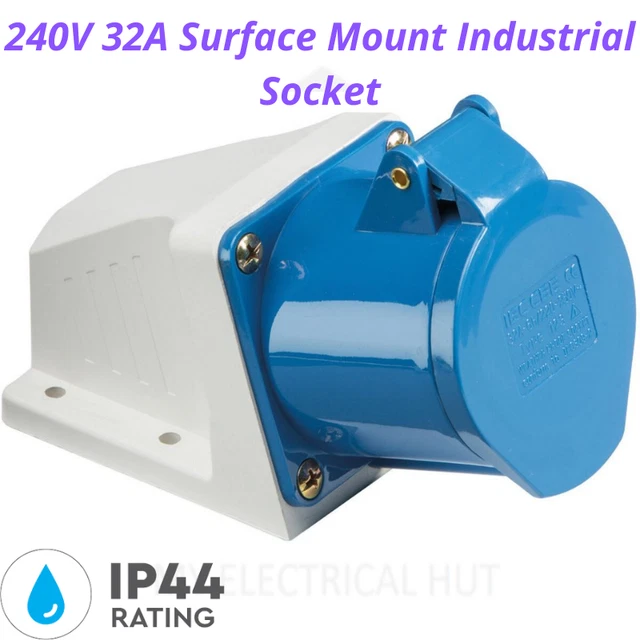 CONNECTEUR DE PRISE de montage de surface industriel bleu 32A 230V 2P+E ...