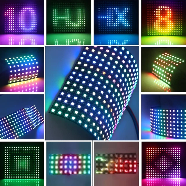WS2812B RGB FLEXIBLE LED Panel Matrix Programmable Display Screen ...