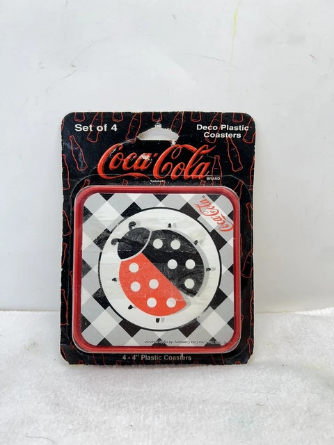 SET OF 4 1998 Coca-Cola COKE Lady Bug Plastic Coasters NIP £4.72 ...