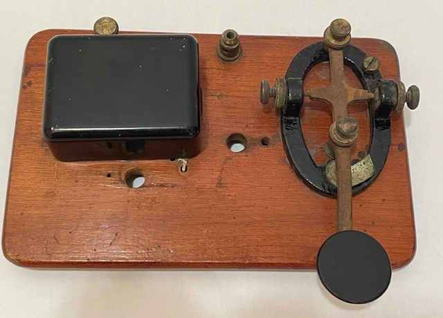 VINTAGE MORSE CODE TELEGRAPH KEY WITH WOOD BASE (Bell System) £16.39 ...
