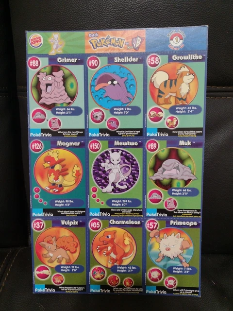 POKEMON THE FIRST Movie Burger King Card Whole Sheet $7.49 - PicClick