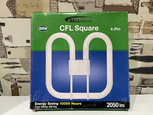 BELL LIGHTING 2D 28W 3500K 4Pin CFL Square Cool White 10000 Hours 2850lm £8.99 - PicClick UK