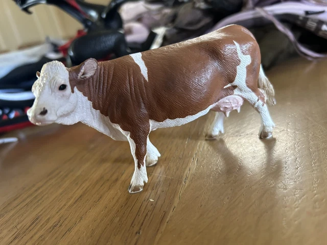 SCHLEICH SIMMENTAL COW Figure Farm Animal Toy Brown White 2008 Retired ...