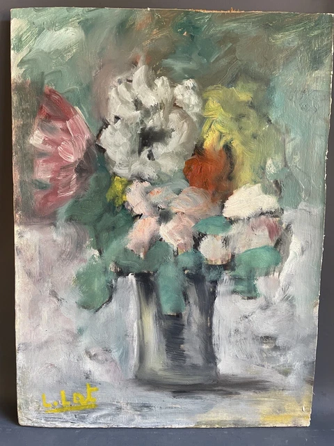 TABLEAU XX EM huile sur toile Latapie bouquet de fleurs nature morte EUR 40,00 - PicClick FR