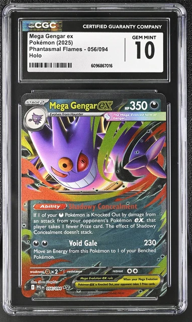 MEGA GENGAR EX 056/094 - Phantasmal Flames Pokemon Card - CGC 10 Gem ...