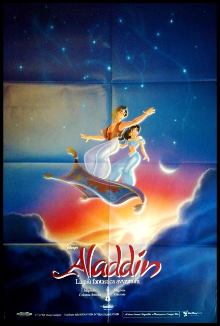 ALADDIN 1992 ORIGINAL Movie Poster 39x55" 2Sh Italian WALT DISNEY ...