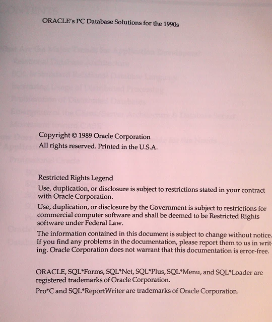 ORACLE'S PC DATABASE Solutions for the 1990s + Professional Oracle Data ...
