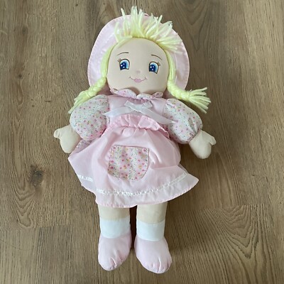 ARGOS CHAD VALLEY Doll Soft Rag Cloth Stuffed Pink Yellow Hair Retired ...