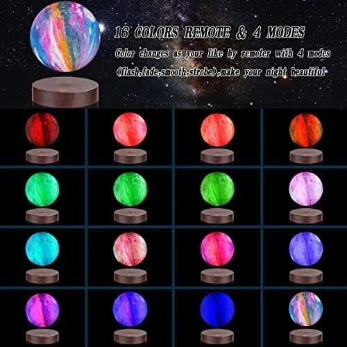 POLISHED LEVITATING MOON Lamp 16-Color Floating LED Light with Touch ...