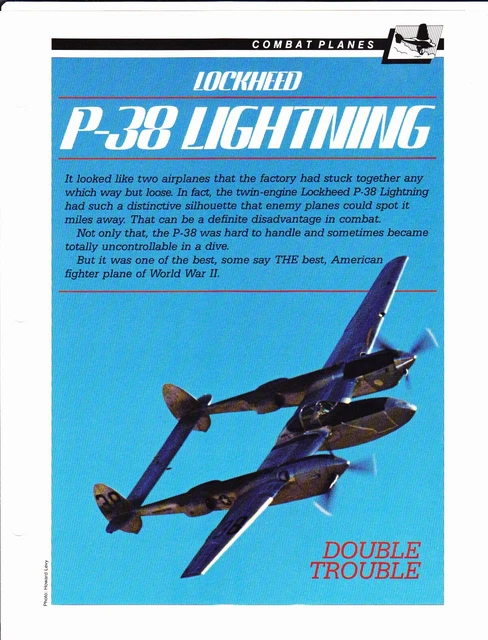 LOCKHEED P-38 LIGHTNING WWII Fighter Bomber Plane Spec Sheet Fact Card ...