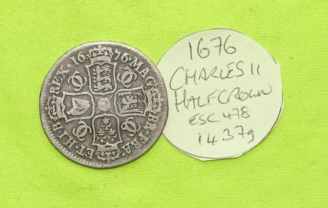 1676 SILVER HALF CROWN Coin King Charles II (1660-1685) (14.37 grams) £ ...
