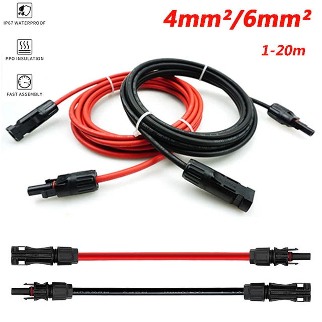 SOLARKABEL VERLÄNGERUNGSKABEL 4MM2 6mm2 1-20M PV Solar Stecker Rot Schwarz DE EUR 7,29 - PicClick DE