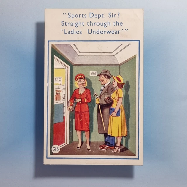 COMIC POSTCARD 1955 Department Store Elevator Lift Blonde Uniform ...