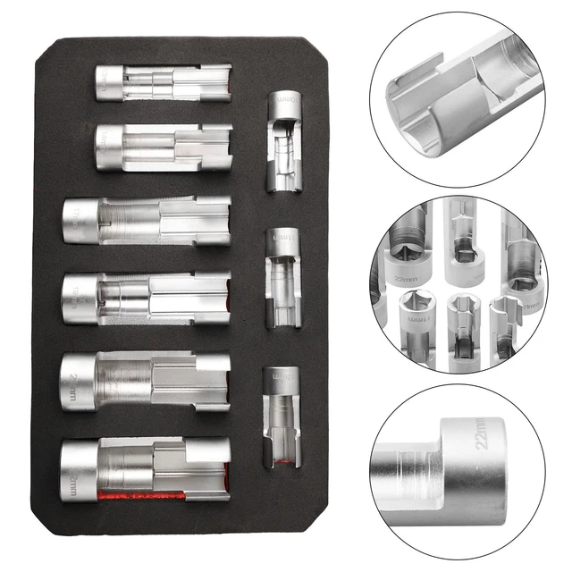 10MM TO 22MM Chrome Vanadium Steel Socket Set for Diesel Injector Fuel ...