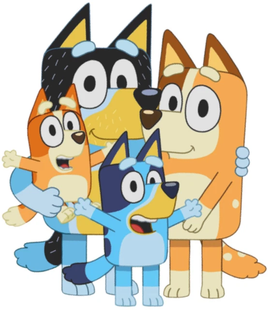 DISNEY BLUEY ANIMATED dogs Group Pose Full Body - Window Cling Sticker ...