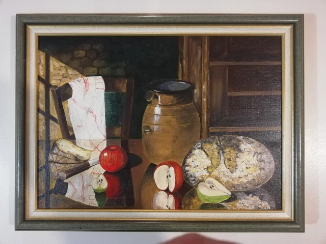 TABLEAU PEINTURE. HUILE sur toile signée. nature morte. EUR 10,00 - PicClick FR