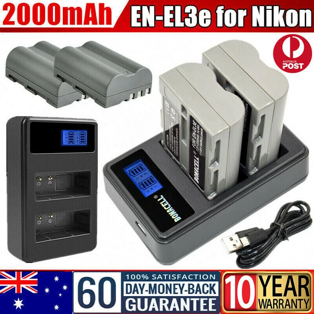 2/4X EN-EL3E BATTERY / USB LCD Charger for Nikon D700 D300 D200 D100 ...
