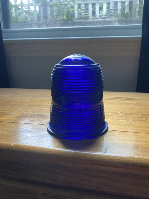 VINTAGE KOPP COBALT Blue Airport Runway Marker Glass Globe Light USA £ ...