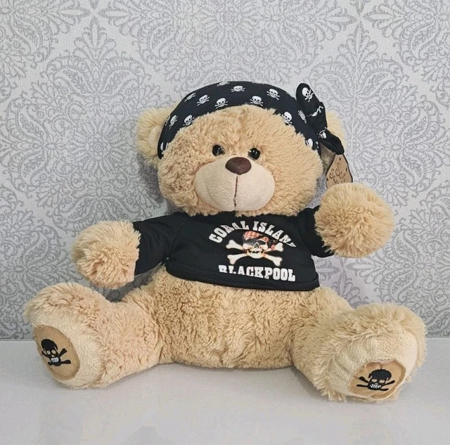 OFFICIAL BLACKPOOL CORAL Island Pirate Teddy Bear Approx. 10" Sitting ...
