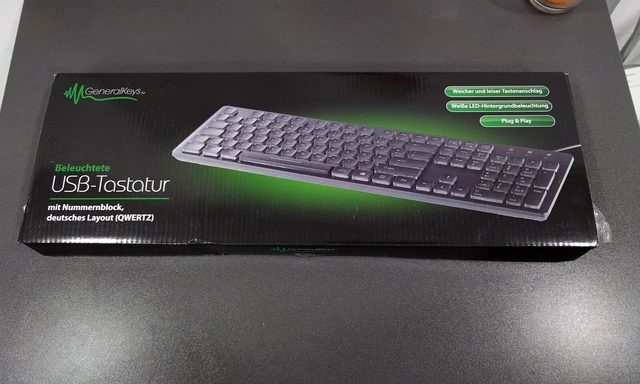 GENERALKEYS GERMAN BACKLIT USB keyboard QWERTZ numeric keypad £11.95 ...