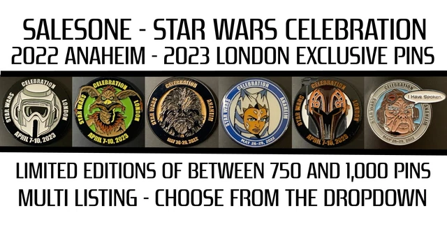 SALESONE STAR WARS CELEBRATION 2022-2023 LICENSED EXCLUSIVE PINS ...