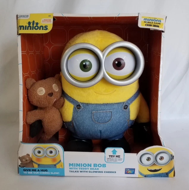 BNIB WORKING 9& Minion Bob Talking Blushing Light Up Plush w/Teddy Bear ...