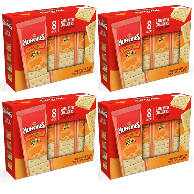 FRITO-LAY CHEETOS MUNCHIES CHEDDAR KÄSE Sandwich Cracker 32 Pack oder 4 ...