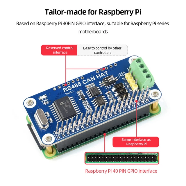 RS485 SPI CAN Bus Module Onboard MCP2515 Transceiver for Raspberry Pi £ ...