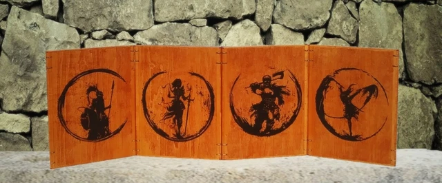 WOODEN 4 PANEL Dungeon Master Screen (Oak Wood, magnetic gm dm screen ...