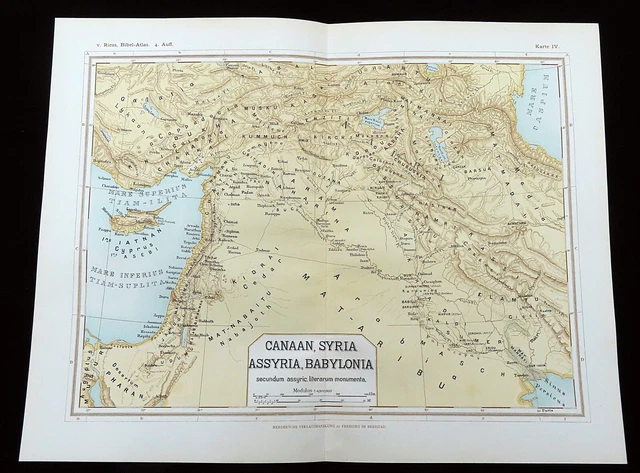 ANTIQUE MAP OF Canaan Syria Assyria Babylonia Ancient Civilisations ...