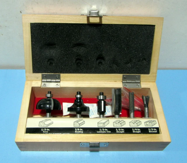 VINTAGE CRAFTSMAN 6 Piece Router Bit Set with Wood Storage Box , BRAND ...