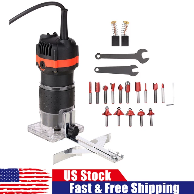 33000RPM 800W 110V Wood Router Tool Compact Trim Router with 15 Wood ...