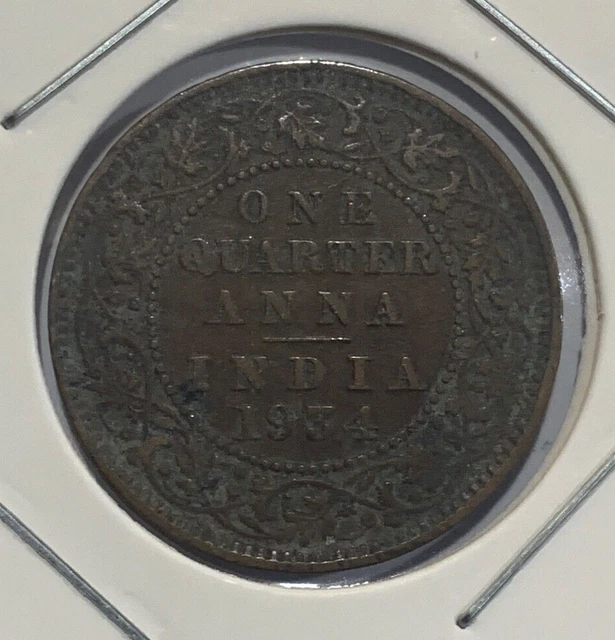 1934 BRITISH INDIA Quarter Anna - George V Coin $4.99 - PicClick AU