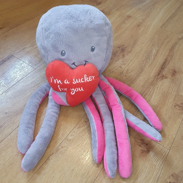 TU OCTOPUS IM A Sucker For You Love Valentine Plush Soft Toy Grey 15 ...