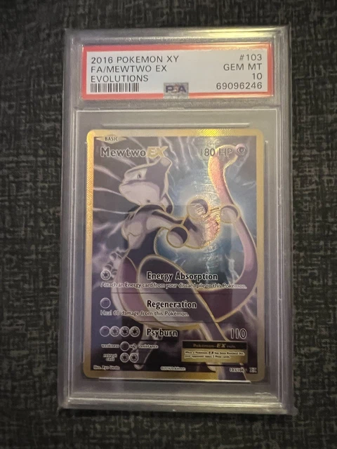MEWTWO EX PSA 10 Pokemon Card. XY Evolutions full art 103/108 GEM MINT ...