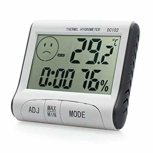 DIGITAL THERMOMETER INDOOR Home Clock Hygrometer Humidity Temperature ...