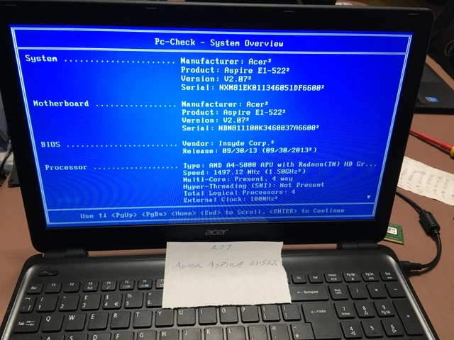 Acer Aspire E1 522 Motherboard 48 4zk14 03m And Amd A4 500 Tested Working