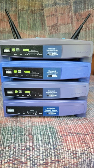 LINKSYS WIRELESS G Broadband Router 4-Port Switch WRT54G V8 V5 Lot of 4 ...
