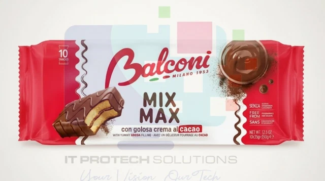 BALCONI SNACK MIXMAX with Tasty Cocoa Cream Filling Cake 10 X 35G pack ...
