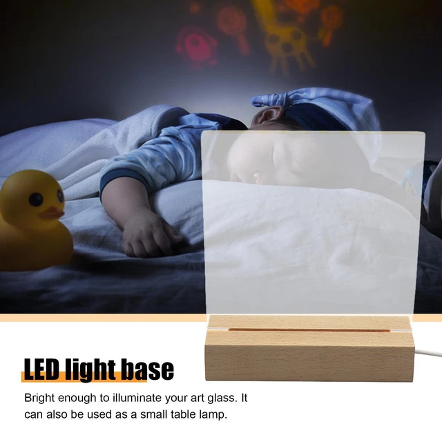 LED WOOD DISPLAY Base-3D Rectangle USB Crystal Wooden Lighted Base ...