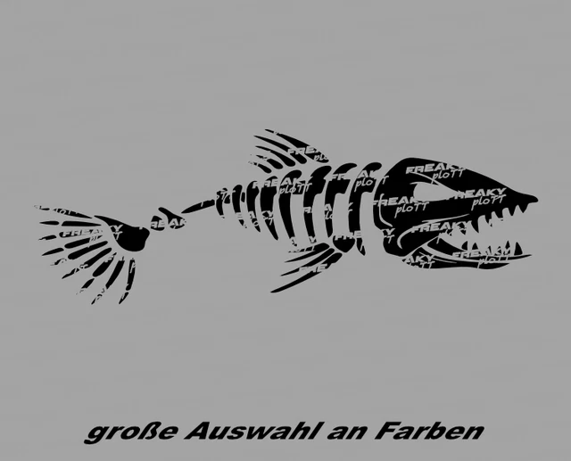 FISCH SKELETT AUFKLEBER Oil Slick Auto Sticker Angler FishBone Haken ...