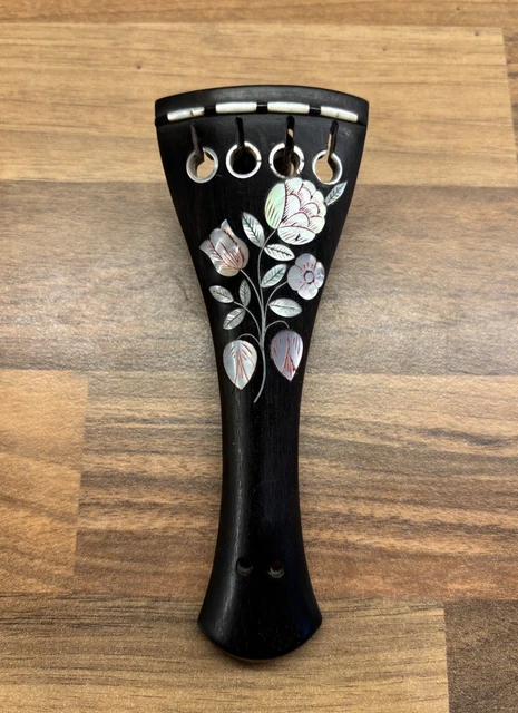 STUNNING ANTIQUE VIOLIN Tailpiece with foliated decoration in MOP, 4/4 ...