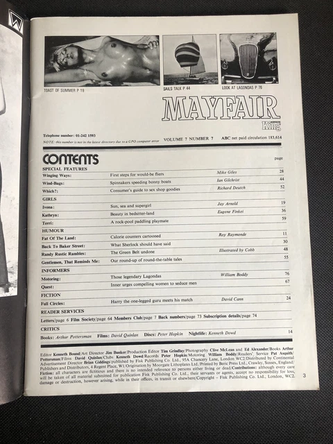 MAYFAIR MAGAZINE JULY 1972 Vol 7 No 7 - Kathryn Maynard £15.00 ...