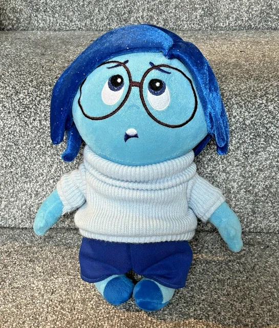 DISNEY STORE PIXAR Inside Out Sadness Blue Plush Soft Toy Glasses ...