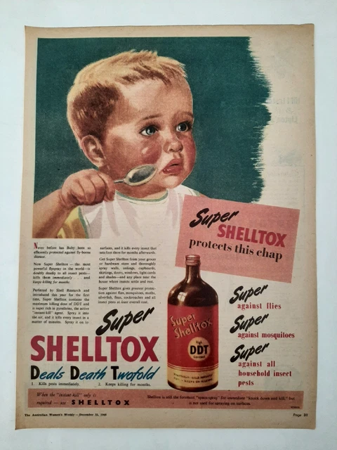 VINTAGE AUSTRALIAN ADVERTISING 1948 ad SUPER SHELLTOX FLY INSECT SPRAY ...