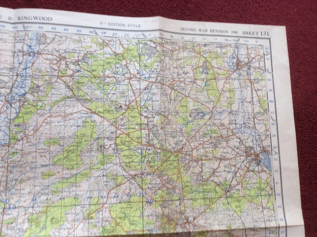 WW2 WAR OFFICE 1942 Military Map Wimborne & Ringwood Dorset Home Guard ...