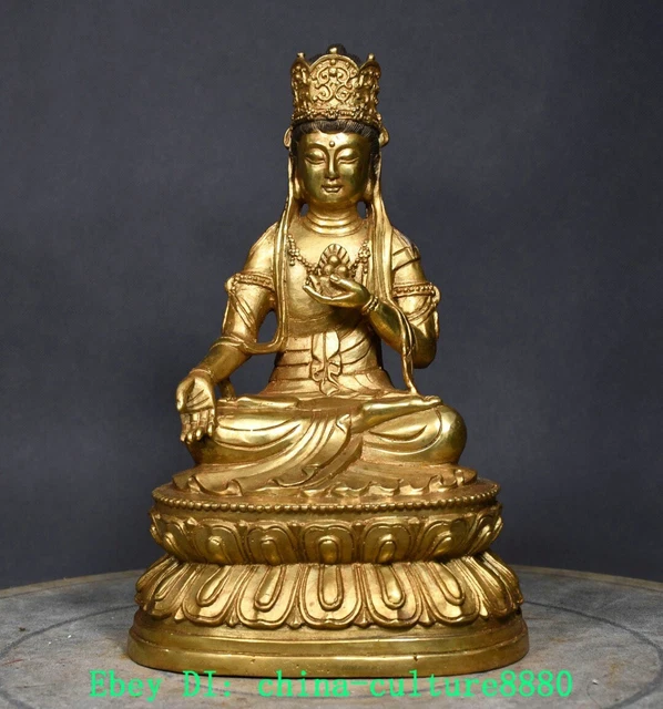 9 &BRONZE TIBÉTAIN plaqué or Guanyin Bodhisattva Lotus image EUR 222,00 - PicClick FR