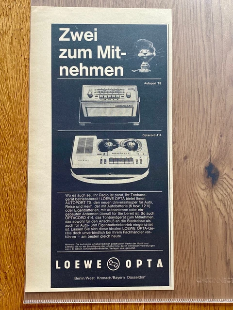 LOEWE OPTA RADIO Autoport & Optacord Original 1964 Vintage Advert ...