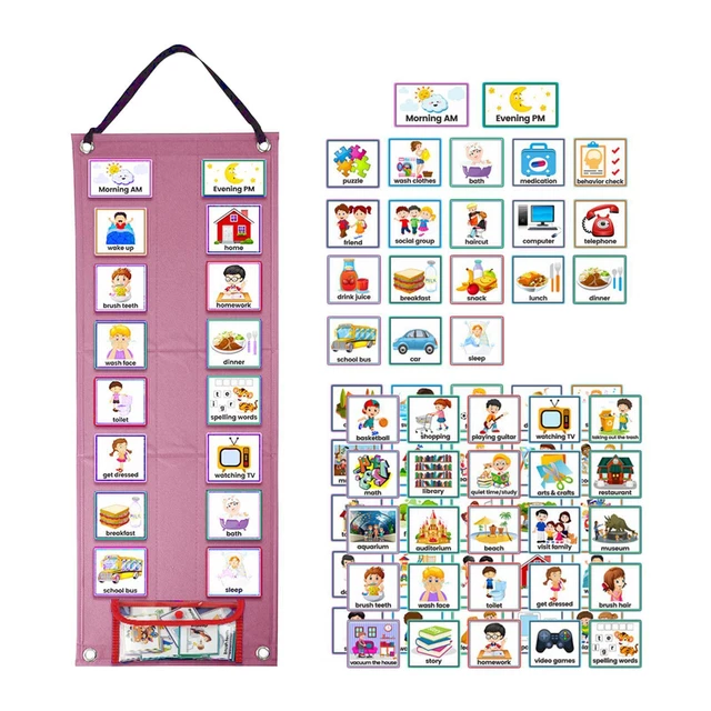 KIDS VISUAL SCHEDULE Calendar Chart Weekly Progress Chart Daily Work ...