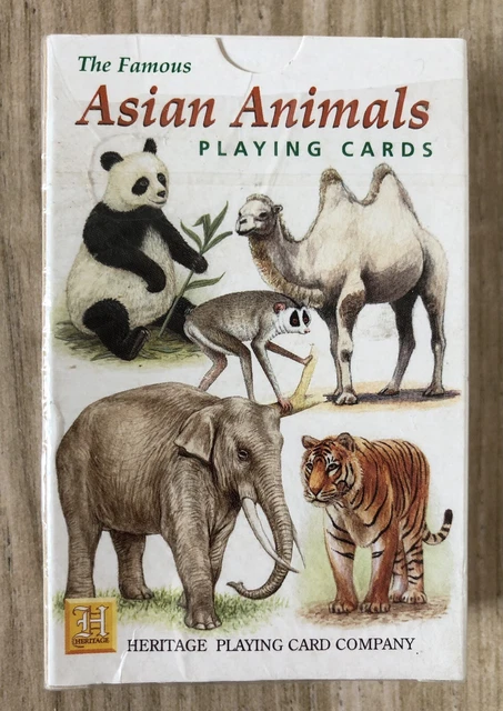 PACK OF HERITAGE Famous ASIAN ANIMALS illustrated playing cards by John ...